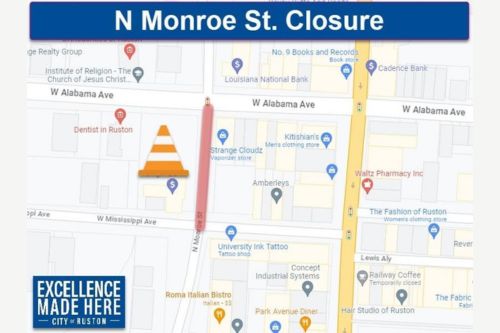 Traffic closure set for Monday | Lincoln Parish Journal